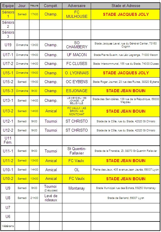 Actualité - Agenda du week-end du 14 et 15 Septembre 2013 - club ... Actualité - Agenda du week-end du 14 et 15 Septembre 2013 - club ...